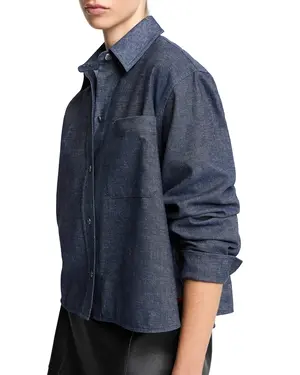 Vince Cropped Long Sleeve Shirt - Indigo