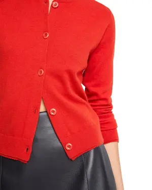 Vince Scallop Trim Cardigan Sweater - Poppy