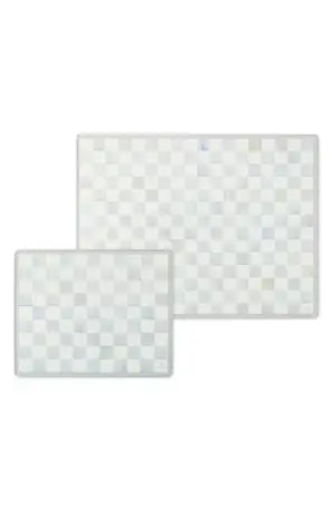 MACKENZIE-CHILDS Check Set Of 2 Glass Cutting Boards - Sterling