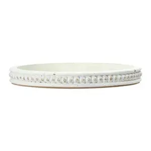 STORIED HOME Round Decorative Tray - White