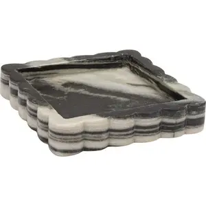 STORIED HOME Mélange Scalloped Tray - White