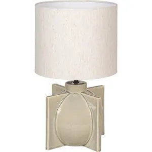 STORIED HOME Table Lamp With Crossed Base And Shade - Grey