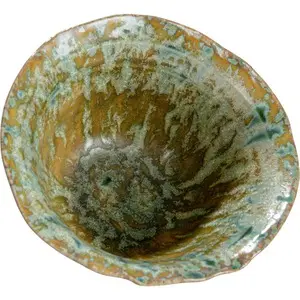 STORIED HOME Bowl With Reactive Crackle Glaze - Green
