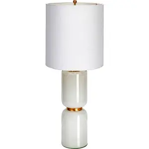 STORIED HOME Stacked Base Table Lamp - White