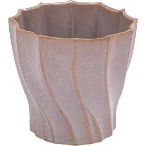 STORIED HOME Swirled Planter In Reactive Glaze - Purple