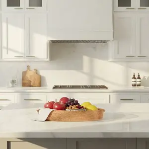STORIED HOME Woven Tray With Handles
