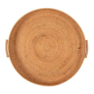 STORIED HOME Woven Tray With Handles