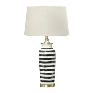 STORIED HOME Table Lamp With Brushed Accents - Cream