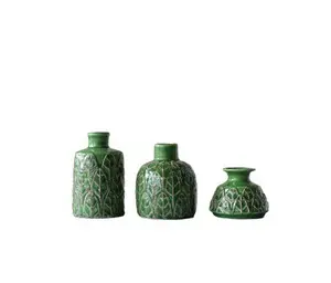 STORIED HOME Embossed Various Vases - Green