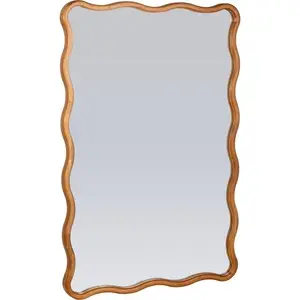 STORIED HOME Wavy Mirror With Scalloped Frame - Natural