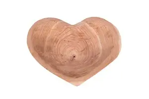 STORIED HOME Decorative Chinaberry Wood Heart Shaped Bowl - Brown