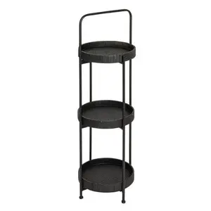 STORIED HOME Arched Plant Stand Or Shelf With 3 Removable Trays - Black