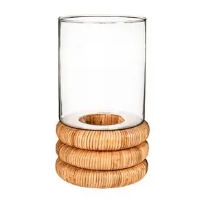 STORIED HOME Hurricane Vase With Base - Natural