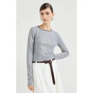 Brunello Cucinelli Striped Jersey Top With Monili