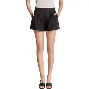 English Factory Pintuck Flare Cotton Shorts - Black
