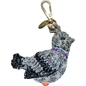Likhâ Nyc Pigeon Raffia Bag Charm - Grey