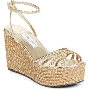 JIMMY CHOO Dree Platform Espadrille Sandal - Soft Gold Mix