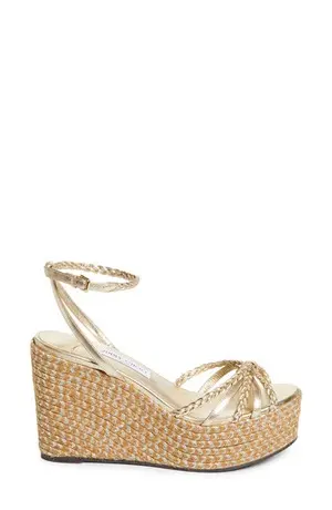 JIMMY CHOO Dree Platform Espadrille Sandal - Soft Gold Mix