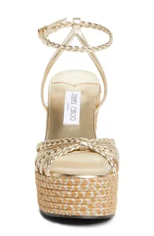JIMMY CHOO Dree Platform Espadrille Sandal - Soft Gold Mix