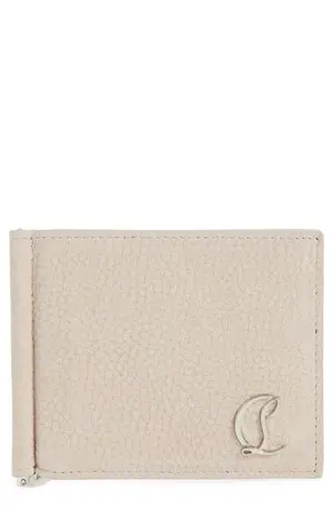 CHRISTIAN LOUBOUTIN Mooncrest Leather Bifold Wallet With Money Clip - Bg3e-beige/silver