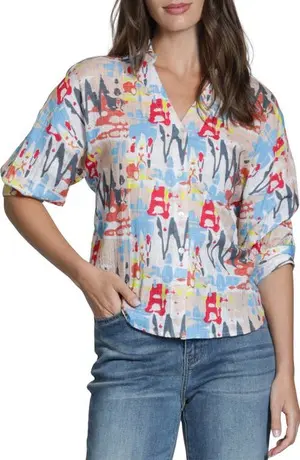 APNY Abstract Print Button-up Shirt - Blue Multi