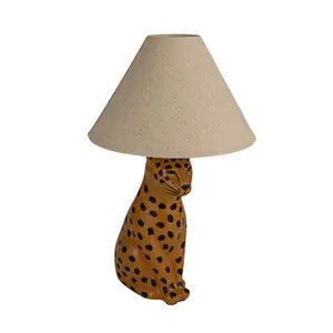 STORIED HOME Cheetah Table Lamp With Shade And Inline Switch - Yellow