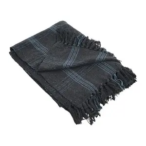 STORIED HOME Throw Blanket With Fringe - Grey