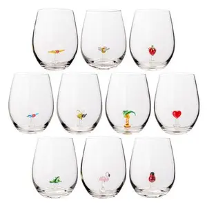 STORIED HOME Stemless Wine Glass Set - Clear