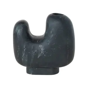 STORIED HOME Organic Shaped Footed Taper Holder - Black