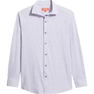 Johnston & Murphy Xc Motion Performance Knit Button-up Shirt - Purple/navy