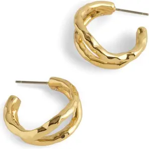 Madewell Hammered Sculptural Double-hoop Earrings - Antique Gold