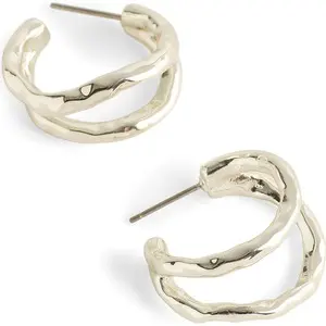 Madewell Hammered Sculptural Double-hoop Earrings - Warm Silver