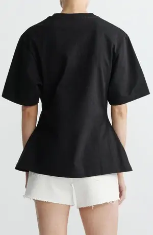 DL1961 Cotton Jersey Peplum T-shirt - Black