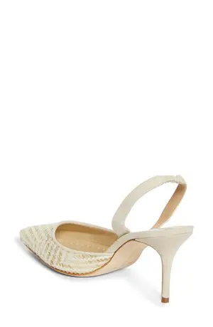 Manolo Blahnik Carolyne Woven Raffia Slingback Pump