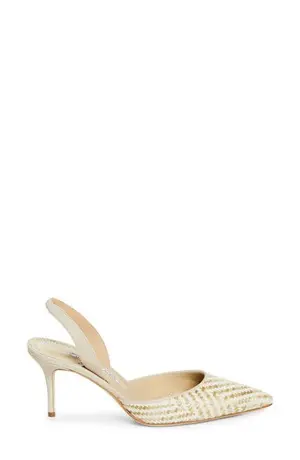 Manolo Blahnik Carolyne Woven Raffia Slingback Pump