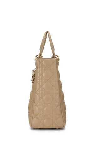 Dior Cannage Quilted Lambskin Lady - Beige