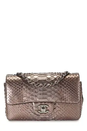 CHANEL Purple Python Rectangular Flap Mini
