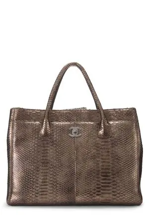 Chanel Python Cerf Executive Shopper Tote - Brown