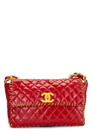 Chanel Vinyl Whipstitch Half Flap - Red