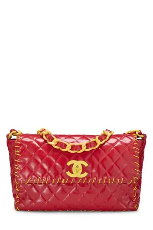 CHANEL Vinyl Whipstitch Half Flap Jumbo