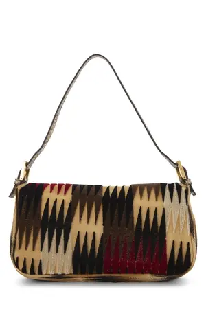 Fendi Multicolor Velvet Baguette Shoulder Bag With Python Details