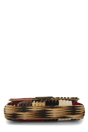 Fendi Multicolor Velvet Baguette Shoulder Bag With Python Details