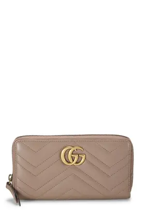 Gucci Matelassé Gg Marmont Zip Wallet - Beige