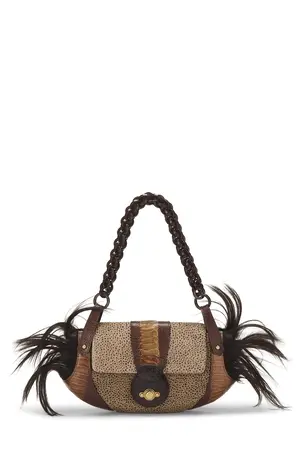 Fendi Ponyhair Compilation Shoulder Bag - Brown