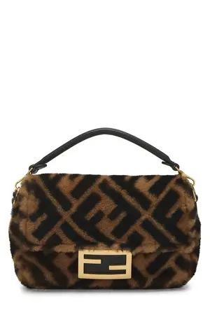 Fendi Shearling Convertible Baguette - Brown