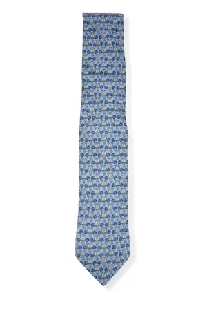 Hermès Lemur Motif Tie - Blue