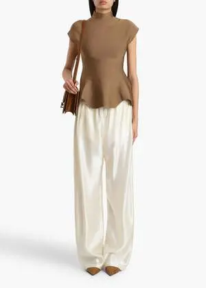 Khaite Knit Peplum Top - Carob