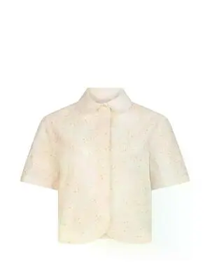 Liu Jo Floral Embroidered Cotton Muslin Shirt - Neutrals