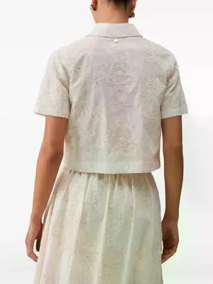 Liu Jo Floral Embroidered Cotton Muslin Shirt - Neutrals