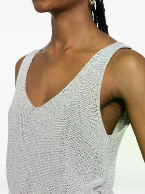 PANICALE V-neck Knitted Vest - Silver